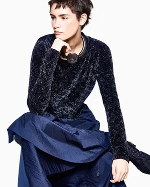 Giorgio Armani Crinkled Nylon Multilayer Trouser Skirt