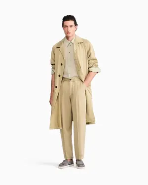 Giorgio Armani Regular Fit Cotton And Silk Blend Creponne Shirt - Green