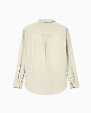Giorgio Armani Regular Fit Cotton And Silk Blend Creponne Shirt - Green