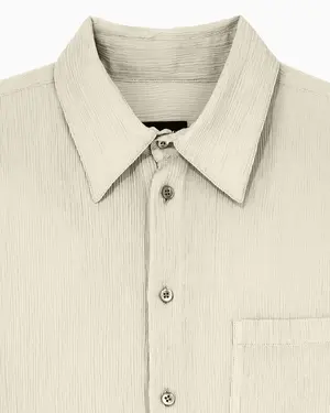 Giorgio Armani Regular Fit Cotton And Silk Blend Creponne Shirt - Green