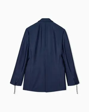 Giorgio Armani Regular Fit Waffle Viscose And Wool Blazer