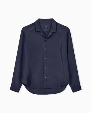 Giorgio Armani Giorgio Armani Oversized Silk Habotai Shirt With Cupro Lining Blue