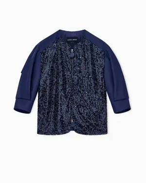 Giorgio Armani Silk Shantung Cropped Coat With Beaded Embroidery
