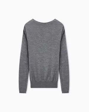 Giorgio Armani Seamless Cashmere Round Neck Long Sleeve Sweater - Grey