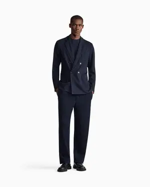 Giorgio Armani Regular Fit Seersucker Jersey Trousers With Cashmere