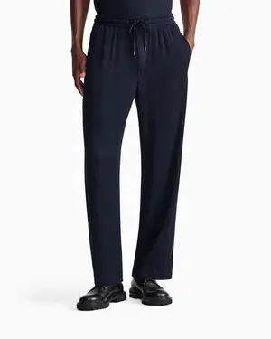 Giorgio Armani Regular Fit Seersucker Jersey Trousers With Cashmere
