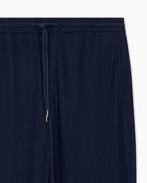 Giorgio Armani Regular Fit Seersucker Jersey Trousers With Cashmere