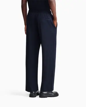 Giorgio Armani Regular Fit Seersucker Jersey Trousers With Cashmere