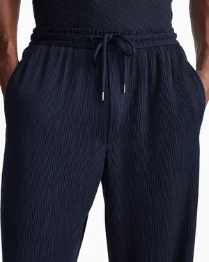 Giorgio Armani Regular Fit Seersucker Jersey Trousers With Cashmere