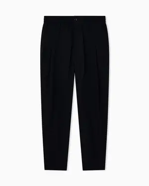 Giorgio Armani Micro Jacquard Chevron Cupro Trousers - Black
