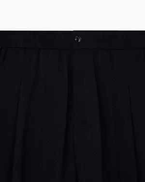 Giorgio Armani Micro Jacquard Chevron Cupro Trousers - Black