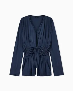 Giorgio Armani Jacquard Viscose Jersey Blazer - Blue