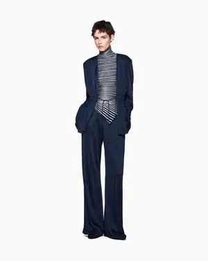 Giorgio Armani Jacquard Viscose Jersey Blazer - Blue