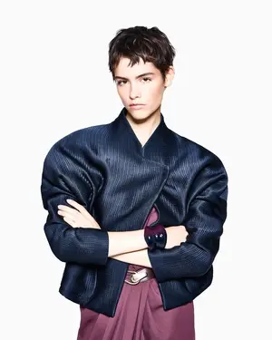 Giorgio Armani Textured Viscose And Wool Blouson With Patch Pockets