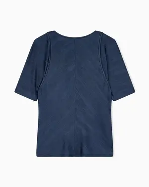 Giorgio Armani Slim-fit Jacquard Viscose T-shirt With Tank Effect