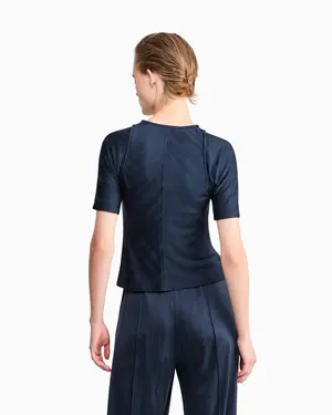 Giorgio Armani Slim-fit Jacquard Viscose T-shirt With Tank Effect