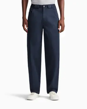 Giorgio Armani Regular Fit Stretch Cotton Gabardine Trousers - Blue