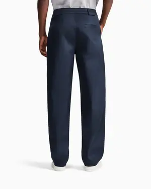 Giorgio Armani Regular Fit Stretch Cotton Gabardine Trousers - Blue