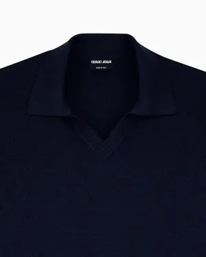 Giorgio Armani Knit Polo Regular Fit Virgin Wool With Micro Rhombus Relief