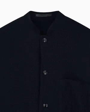 Giorgio Armani Shirt Oversized Solid Seersucker Viscose Cupro Blend