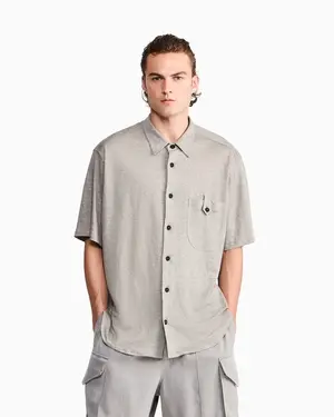 Giorgio Armani Shirt Oversized In Pure Linen Single Jersey