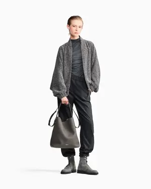 Giorgio Armani Wool Jersey Sweater With Crater Neck And Draped Front