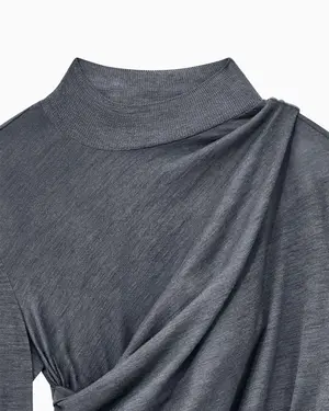 Giorgio Armani Wool Jersey Sweater With Crater Neck And Draped Front