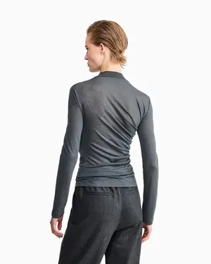 Giorgio Armani Wool Jersey Sweater With Crater Neck And Draped Front