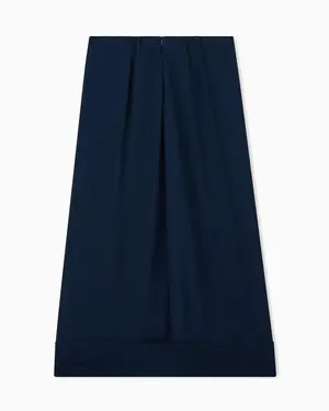 Giorgio Armani Midi Skirt In Triple Silk Georgette With Front Slit - Blue