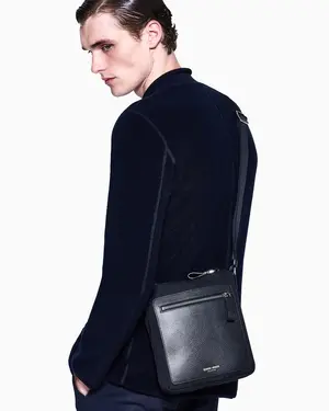 Giorgio Armani Nylon And Pebbled Leather Crossbody Bag