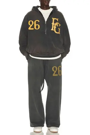 Fear Of God Baseball Club Half Zip Hoodie In Charcoal