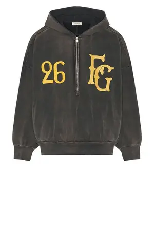 Fear Of God Baseball Club Half Zip Hoodie In Charcoal