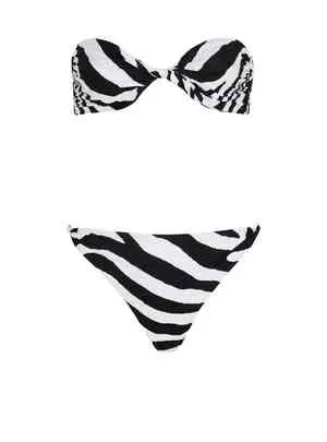 Balmain Zebra Print Two-piece Swimsuit - Black