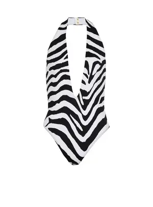 Balmain Zebra Print One-piece Swimsuit - Black