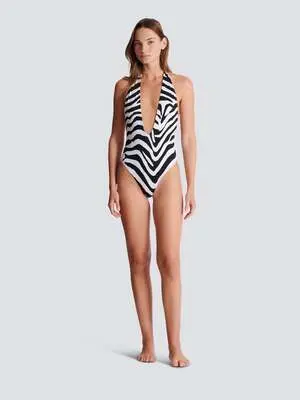 Balmain Zebra Print One-piece Swimsuit - Black