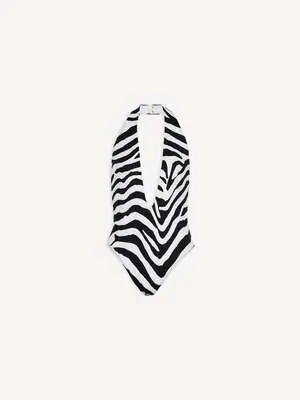 Balmain Zebra Print One-piece Swimsuit - Black