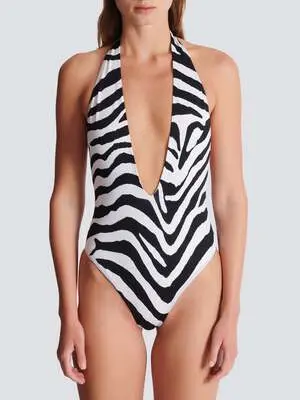 Balmain Zebra Print One-piece Swimsuit - Black