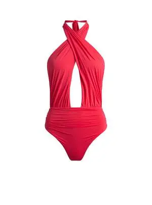 Balmain One-piece Halterneck Swimsuit - Red
