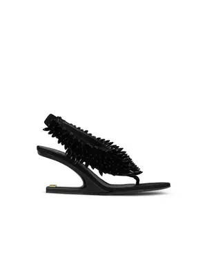 Balmain No Wedge Beaded Suede Sandals