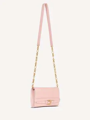Balmain Smooth Leather Shuffle Wallet With Chain Strap - Pink