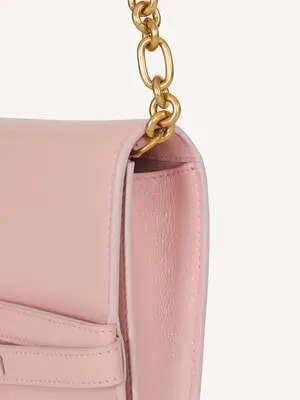Balmain Smooth Leather Shuffle Wallet With Chain Strap - Pink