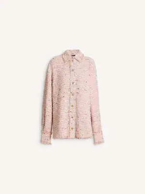 Balmain Tweed Overshirt With Lion Head Buttons - Pink