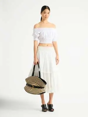 Balmain Long Gathered Ruffle Skirt