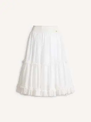 Balmain Long Gathered Ruffle Skirt