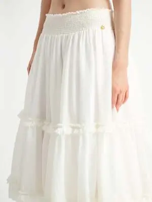 Balmain Long Gathered Ruffle Skirt