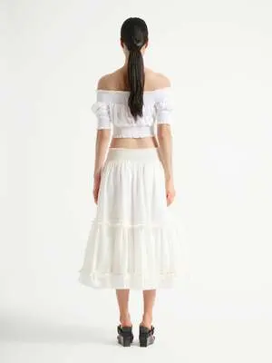 Balmain Long Gathered Ruffle Skirt