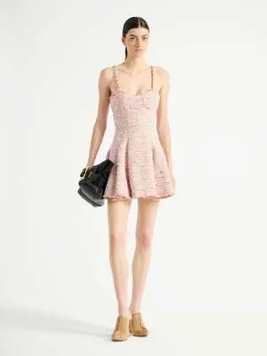 Balmain Flared Tweed Dress With Chain Straps