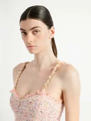 Balmain Flared Tweed Dress With Chain Straps