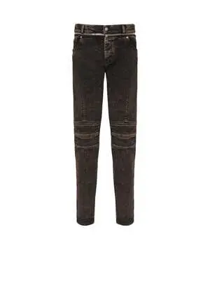 Balmain Slim-fit Jeans With Zipped Belt And Knee Cut-outs