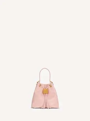 Balmain Mini Pulse Bucket Bag In Smooth Leather - Pink
